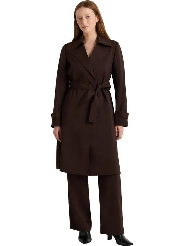 Quince Stretch Crepe Trench Coat - Coffee Bean Brown