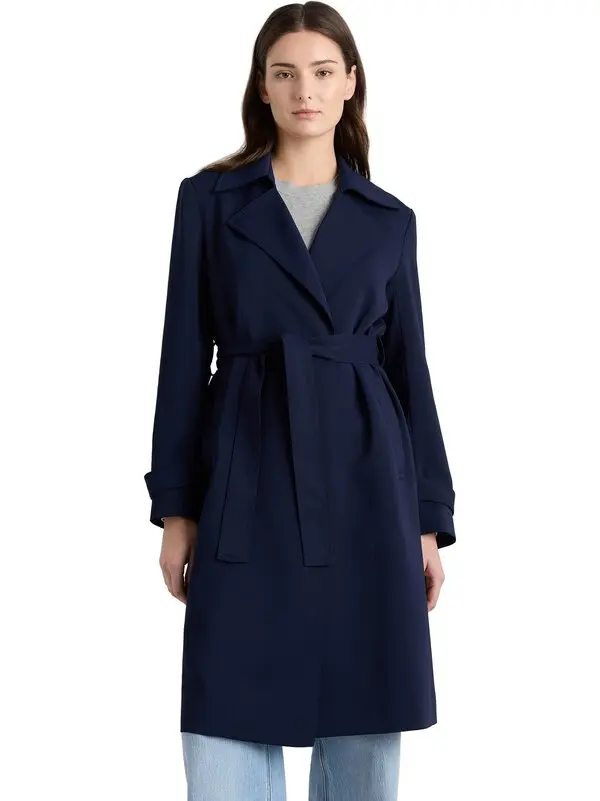 Quince Stretch Crepe Trench Coat - Navy