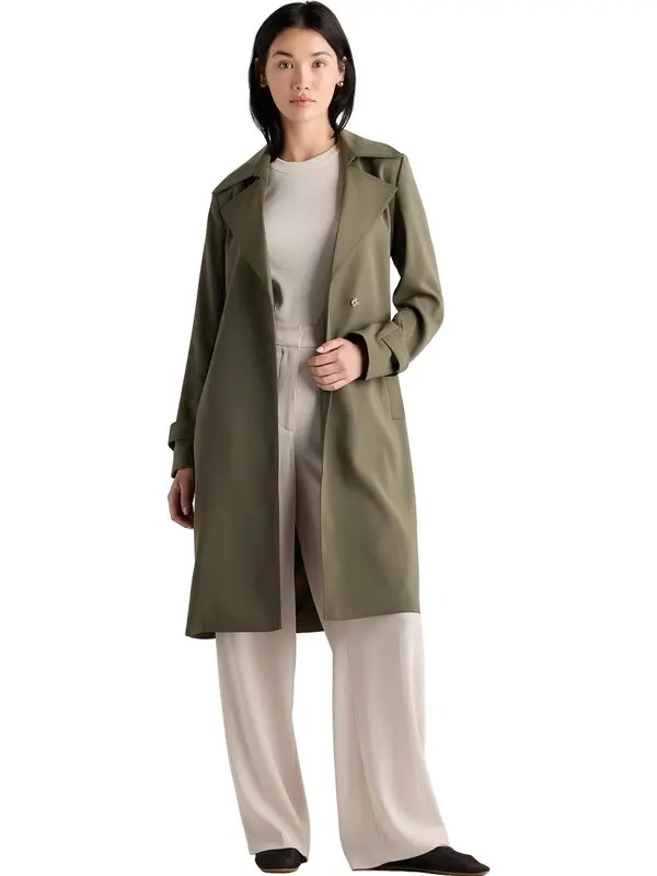 Quince Stretch Crepe Trench Coat - Olive
