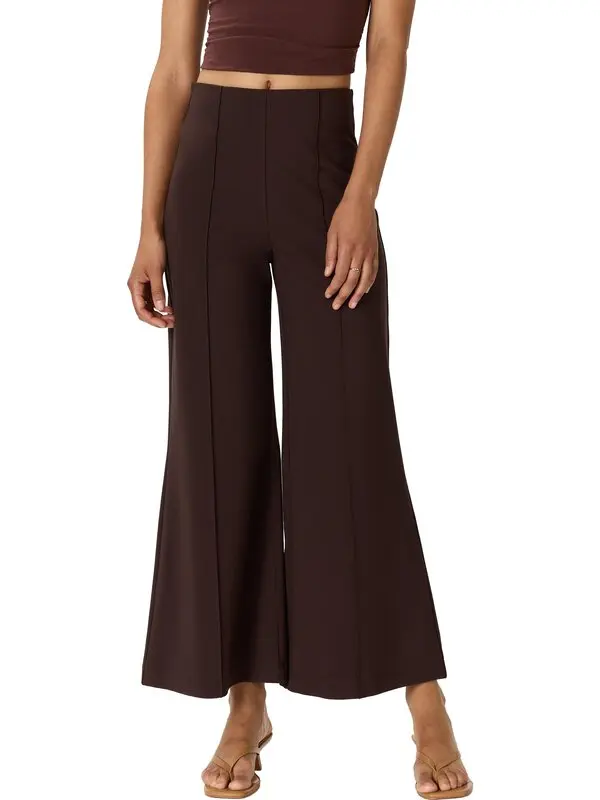 Quince Ultra-stretch Ponte Super Wide Leg Ankle Pants - Espresso