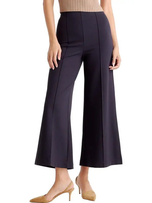 Quince Ultra-stretch Ponte Wide Leg Ankle Pants - Navy