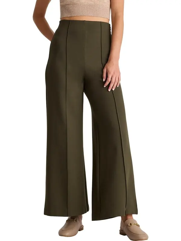 Quince Ultra-stretch Ponte Wide Leg Ankle Pants - Olive