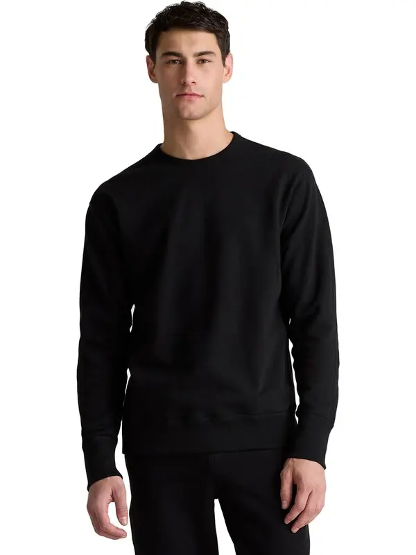 Quince Organic Midweight French Terry Crewneck Sweater - Bold Black