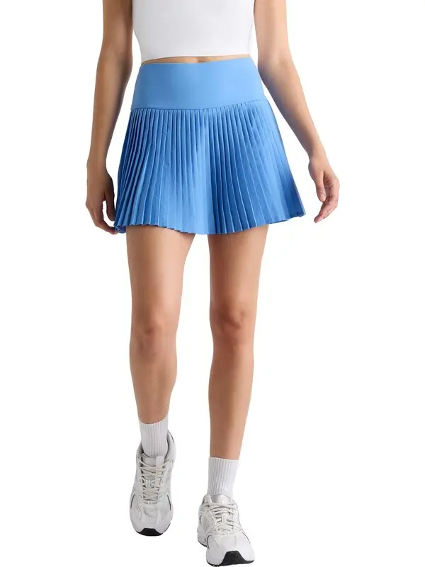 Quince Court Sport Pleated Tennis Skirt With Built-in Shorts - Azul Blue