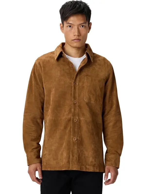 Quince 100% Suede Overshirt - Cognac Brown