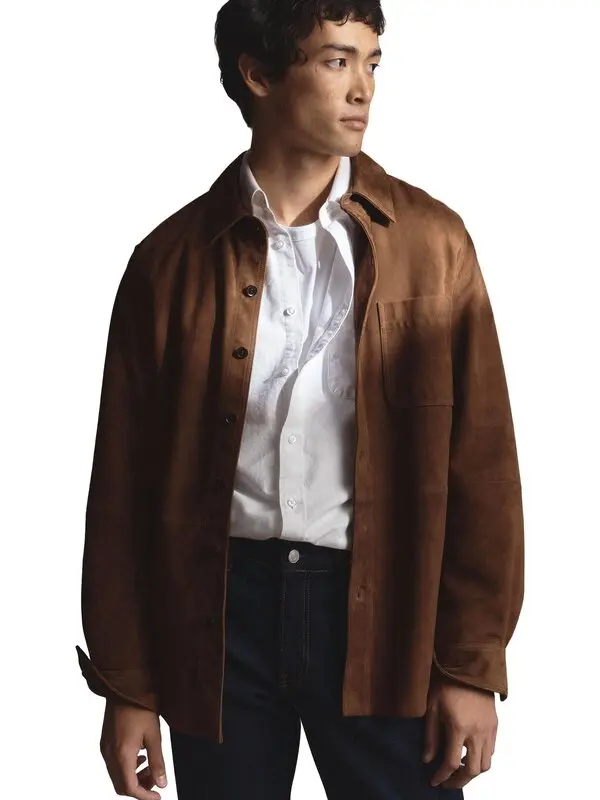Quince 100% Suede Overshirt - Dark Chestnut Brown