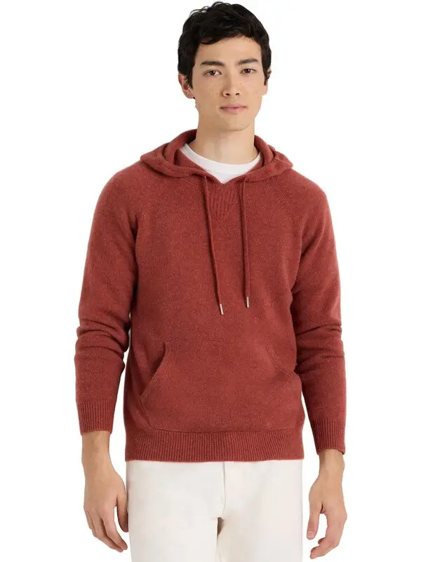 Quince Mongolian Cashmere Pullover Hoodie - Heather Burnt Red