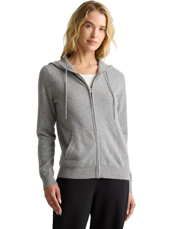 Quince Mongolian Cashmere Pullover Hoodie - Heather Grey