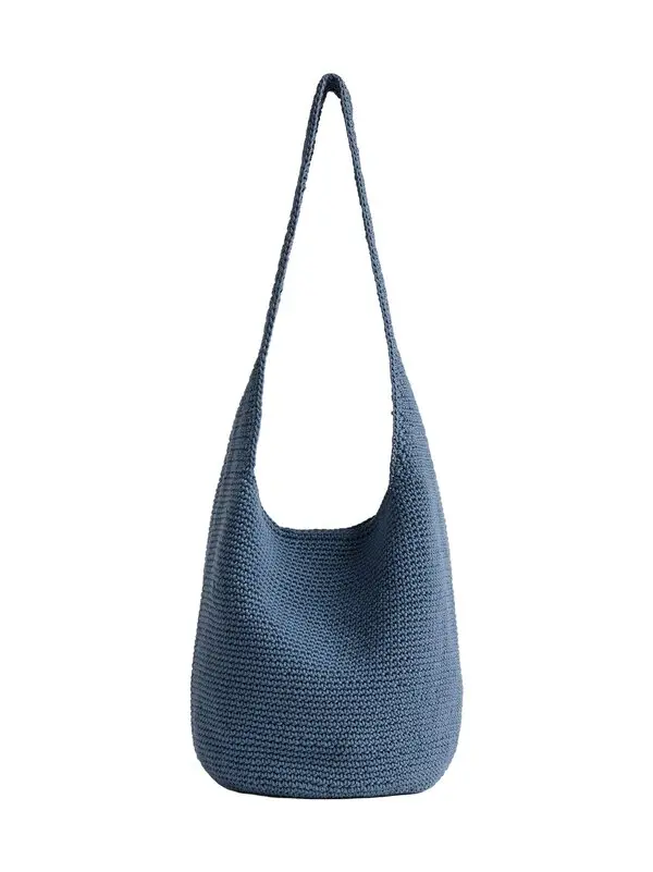 Quince Hand Crochet Hobo Shoulder Bag - Denim Blue