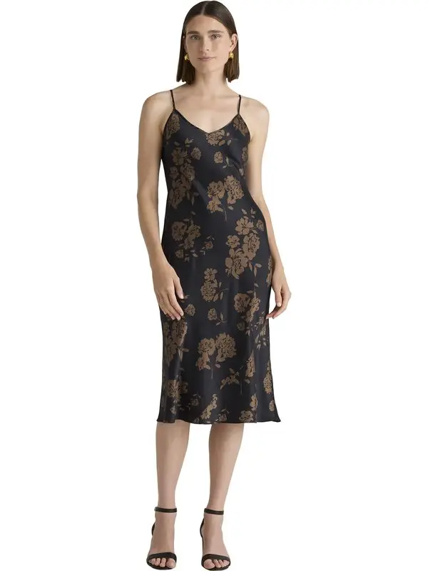Quince Silk Midi Slip Dress - Caper Eclipse
