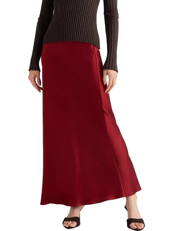 Quince Mulberry Silk Midi Slip Dress - Clay Red