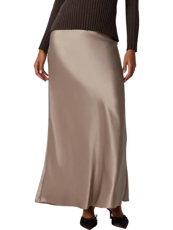 Quince Washable Silk Maxi Skirt - Morel Grey