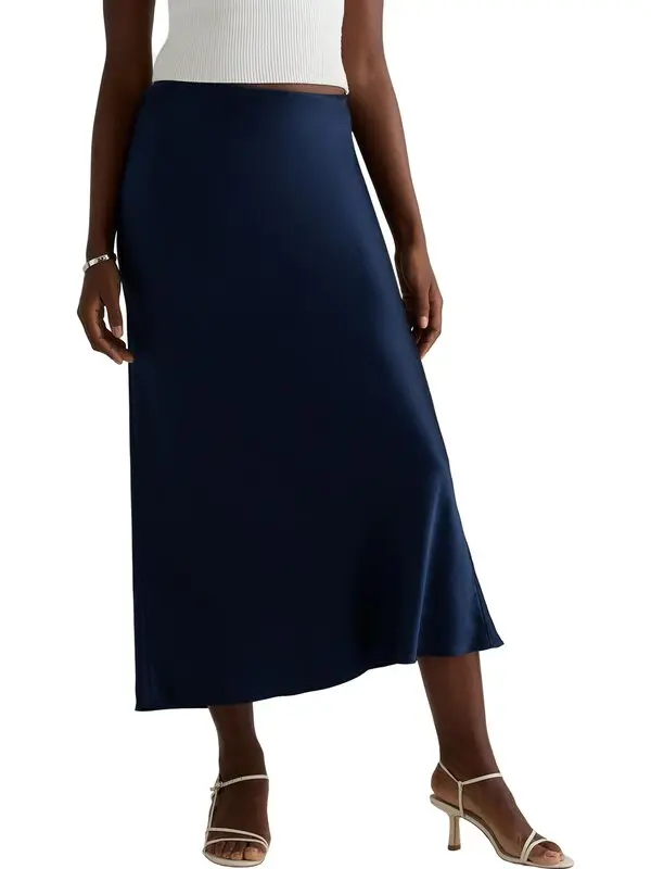 Quince Washable Silk Maxi Skirt - Navy