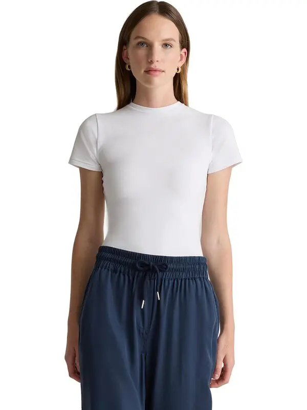 Quince Stretch Cotton Jersey Fitted T-shirt - Soft White