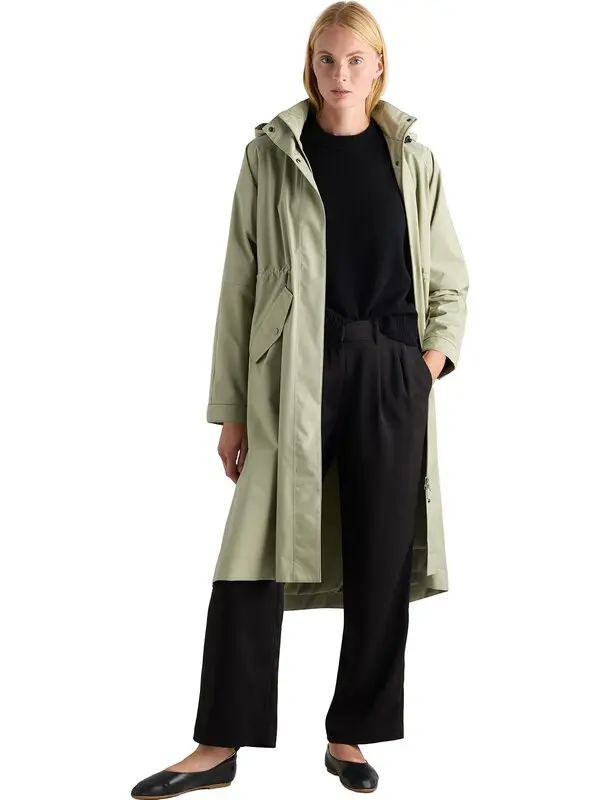 Quince Weather Proof Rain Trench Coat - Tea Green