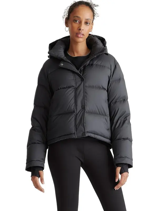 Quince Cropped Puffer Jacket - Black