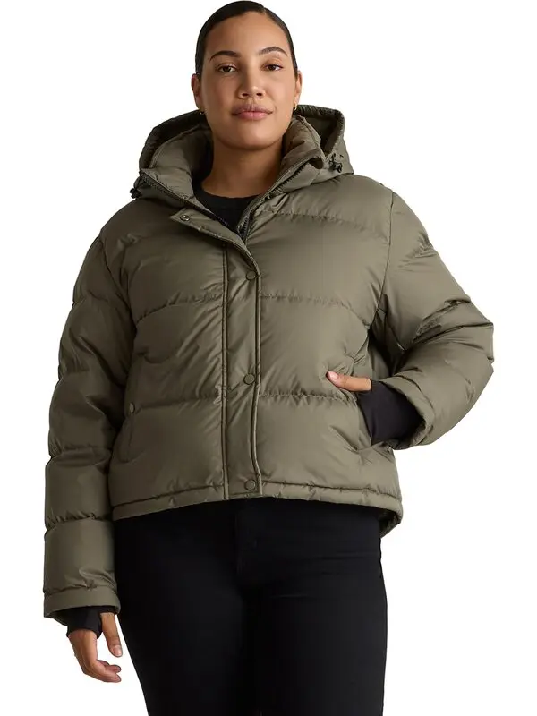 Quince Cropped Puffer Jacket - Faded Cargo