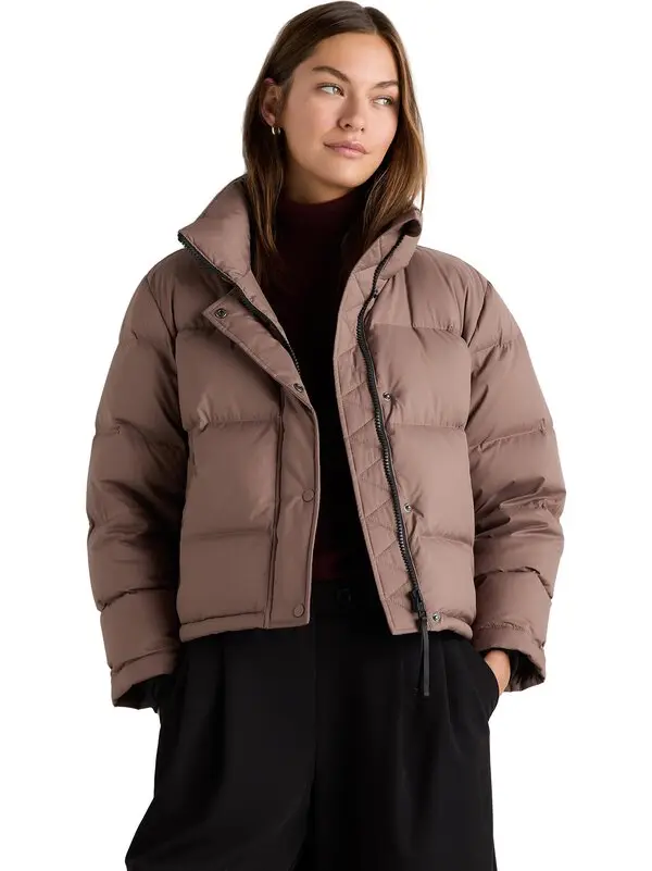 Quince Cropped Puffer Jacket - Hazel Brown