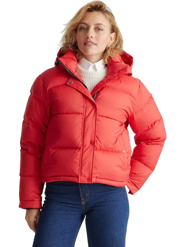 Quince Cropped Puffer Jacket - Red