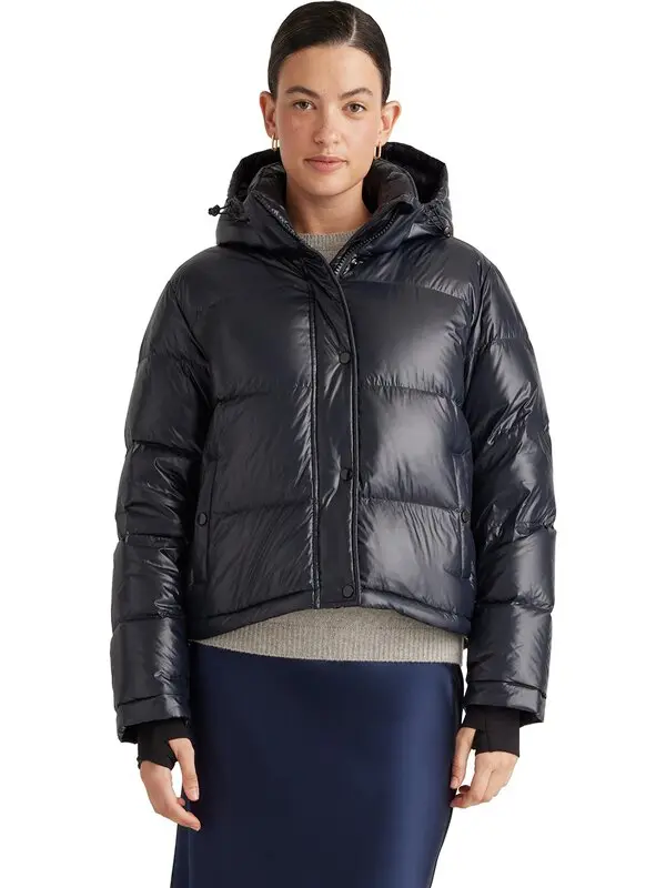 Quince Cropped Puffer Jacket - Shiny Black