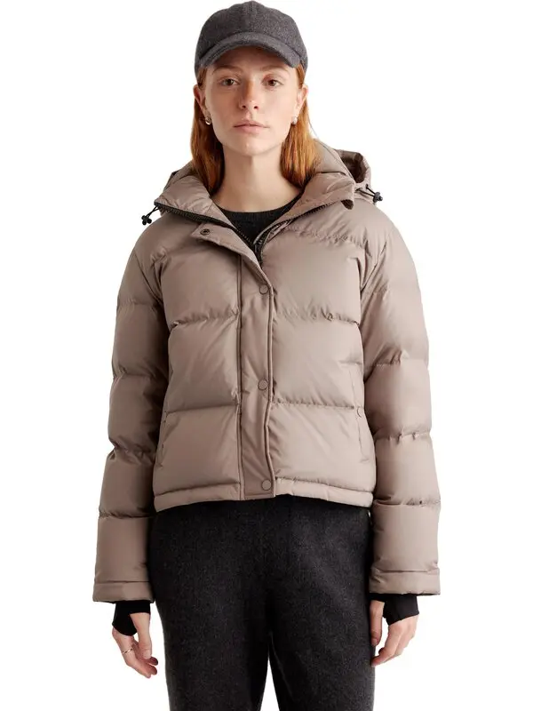 Quince Cropped Puffer Jacket - Stone Taupe