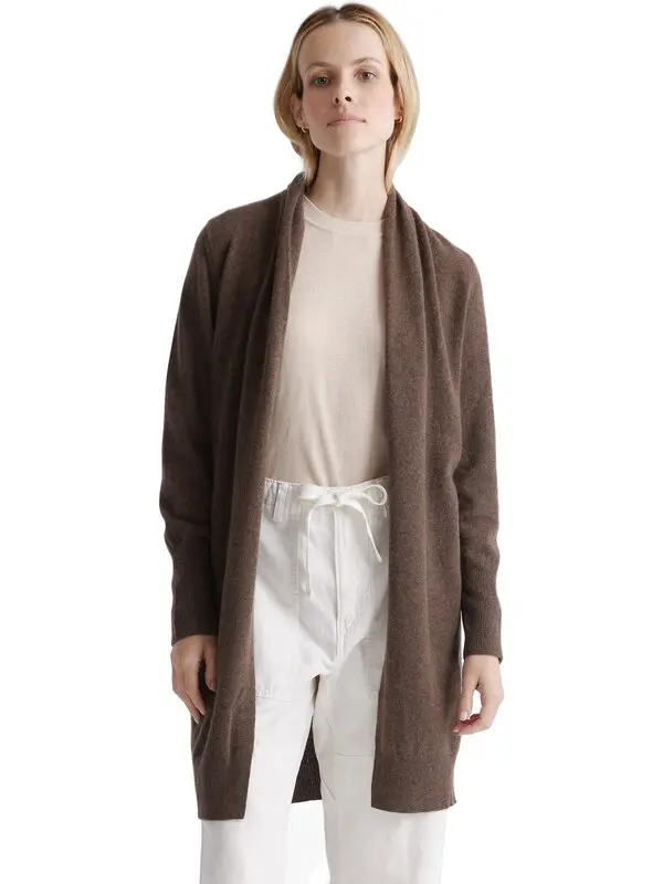 Quince Mongolian Cashmere Duster Cardigan Sweater - Brown