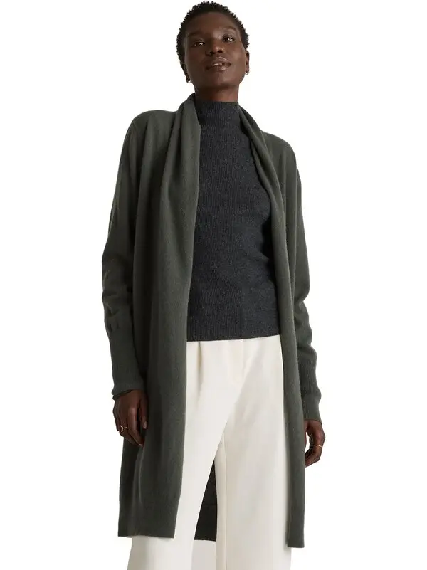 Quince Mongolian Cashmere Duster Cardigan Sweater - Moss
