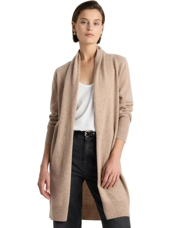 Quince Mongolian Cashmere Duster Cardigan Sweater - Oatmeal