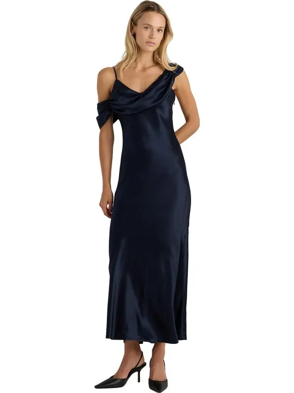 Quince Draped Shoulder Maxi Dress - Navy