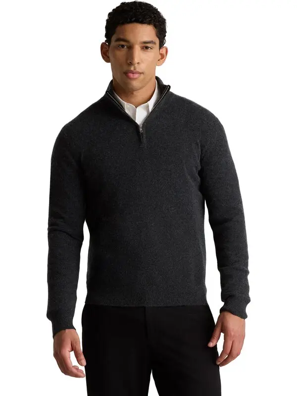 Quince Cashmere Quarter Zip Sweater - Charcoal