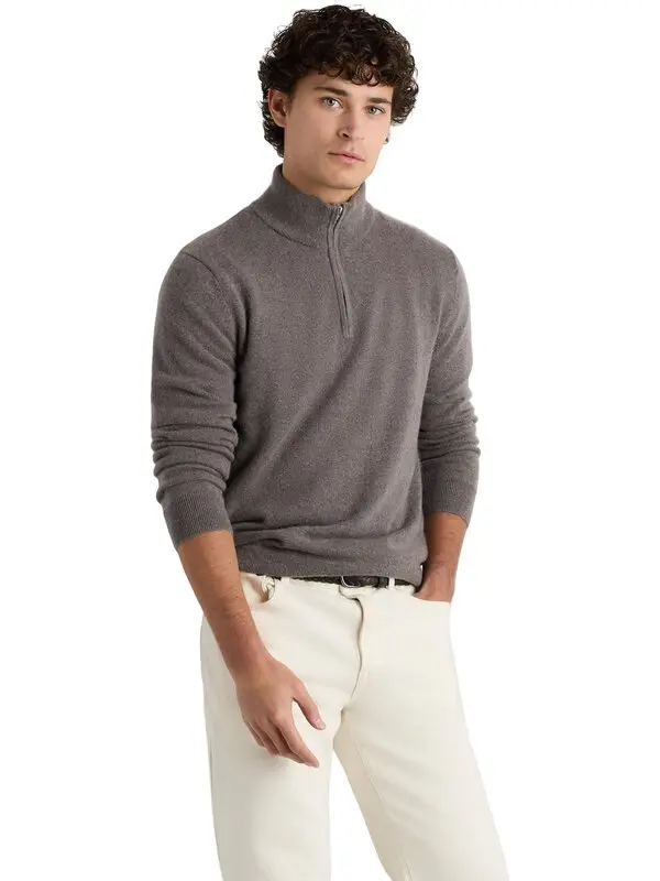 Quince Cashmere Quarter Zip Sweater - Elk Brown
