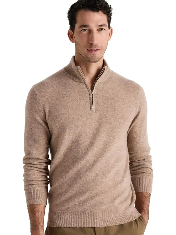 Quince Cashmere Quarter Zip Sweater - Oatmeal