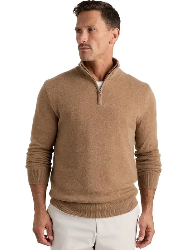 Quince Cashmere Quarter Zip Sweater - Teak
