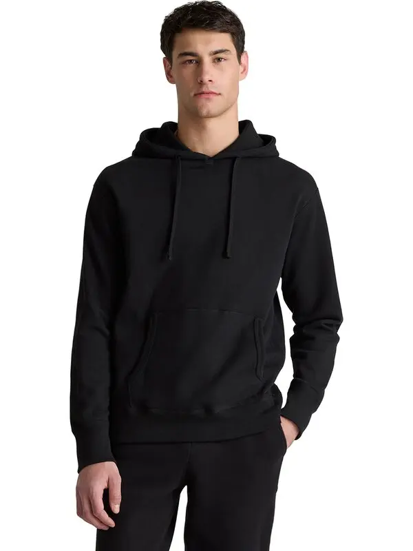 Quince Organic Midweight French Terry Pullover Hoodie - Bold Black