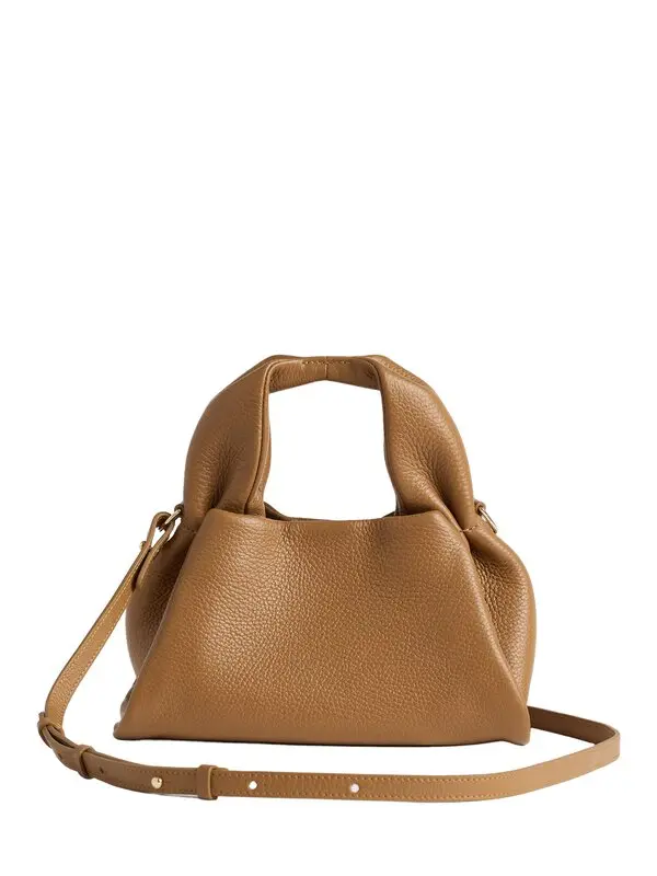 Quince Italian Leather Trapeze Crossbody - Cognac