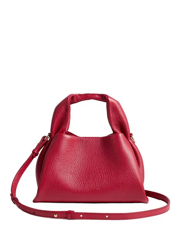Quince Italian Leather Trapeze Crossbody - Ruby Red