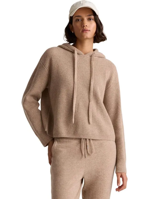 Quince Mongolian Cashmere Fisherman Crewneck Sweater - Oatmeal