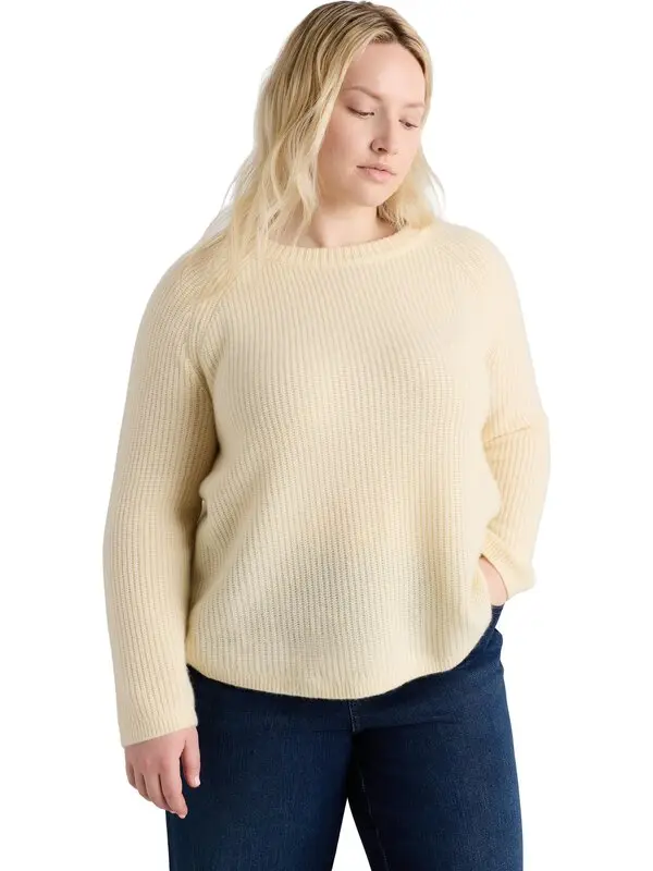 Quince Mongolian Cashmere Fisherman Crewneck Sweater - Pale Custard Yellow