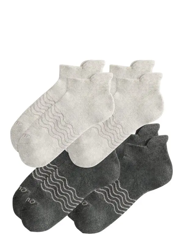 Quince Organic Cotton Blend Ankle Socks 4-pack - Grey/charcoal