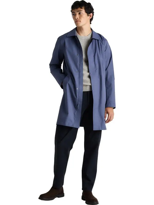 Quince Weatherproof Long Rain Jacket - Storm Blue