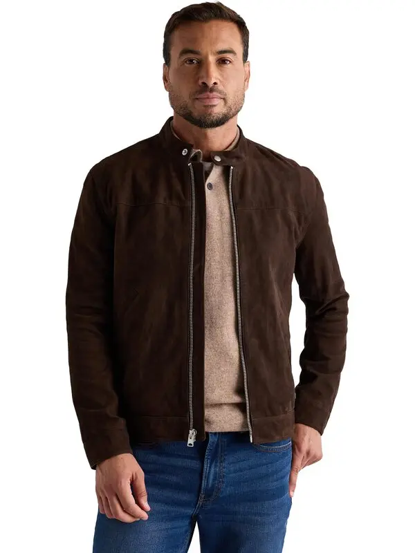 Quince Suede Café Racer Jacket - Espresso Brown