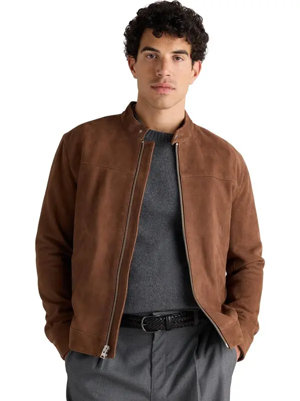 Quince Suede Café Racer Jacket - Java Brown