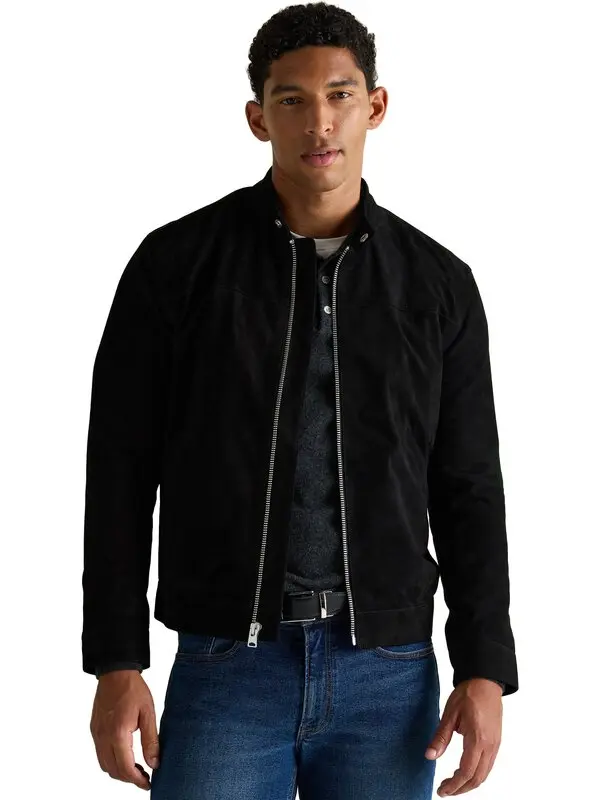 Quince Suede Café Racer Jacket - True Black