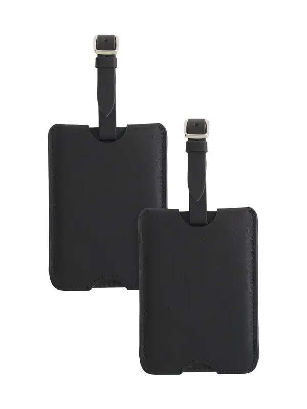 Quince Nappa Leather Luggage Tag - Black