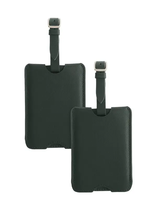 Quince Nappa Leather Luggage Tag - Dark Green