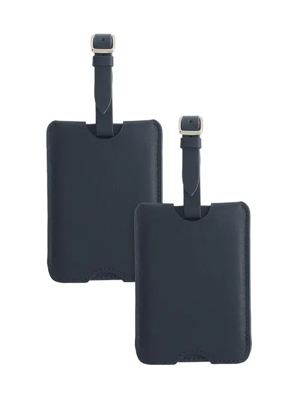 Quince Nappa Leather Luggage Tag - Navy