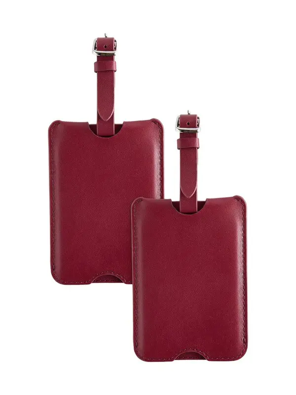 Quince Nappa Leather Luggage Tag - Wine