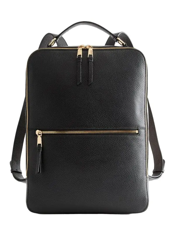 Quince Italian Leather Laptop Backpack - Black