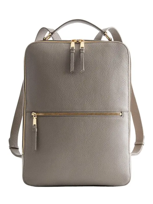 Quince Italian Leather Laptop Backpack - Mink