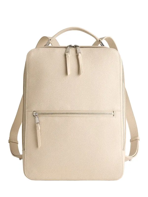 Quince Marlow Italian Leather Laptop Backpack - Soft Ivory